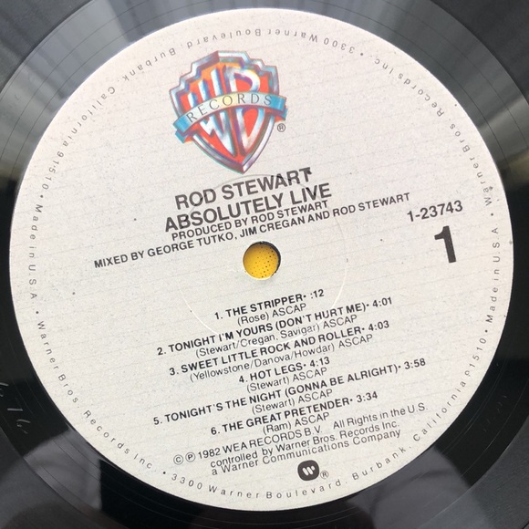 Warner Bros. | Art | Rod Stewart Absolutely Live Double Vinyl Lp Set 82 ...